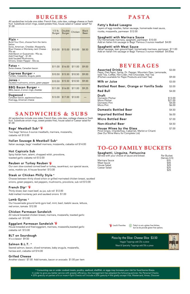 Fattys Lunch Menu | FattyspizzeriaFattyspizzeria