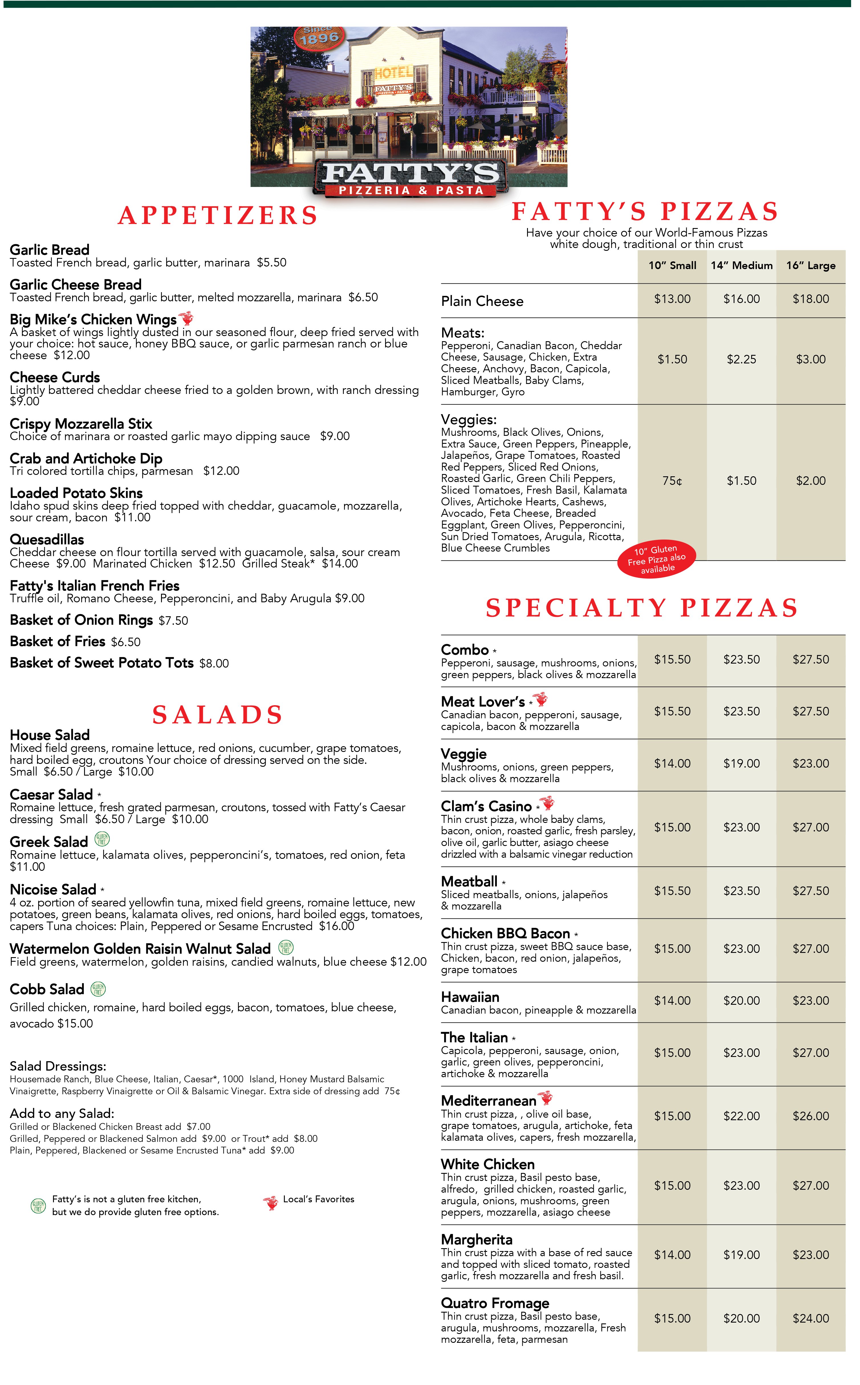 Fatty's Menu | Fattyspizzeria
