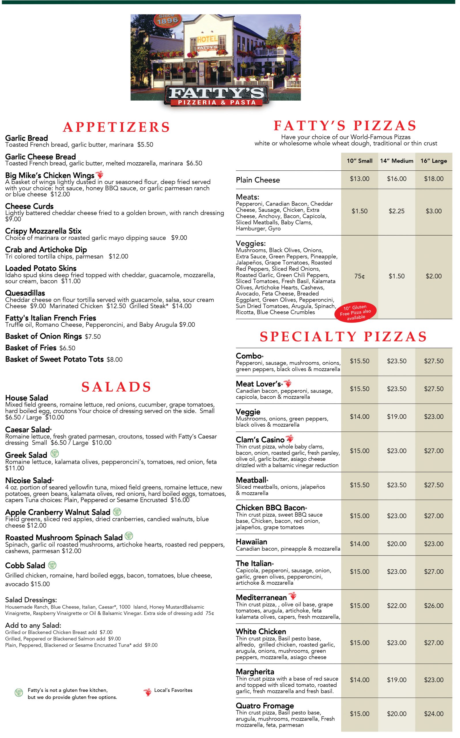 Fatty's Menu | Fattyspizzeria