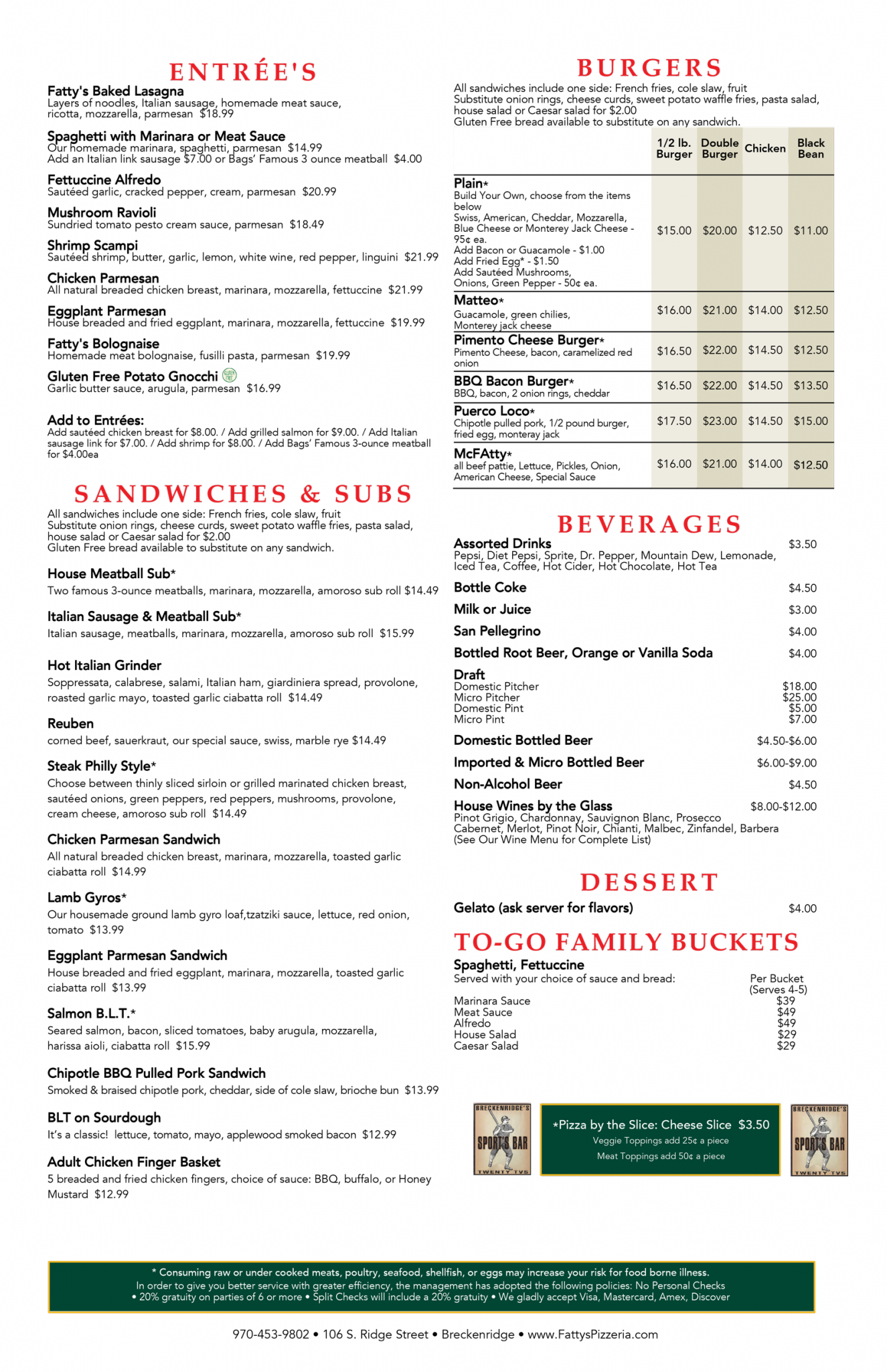 Fatty’s Menu | Fattyspizzeria