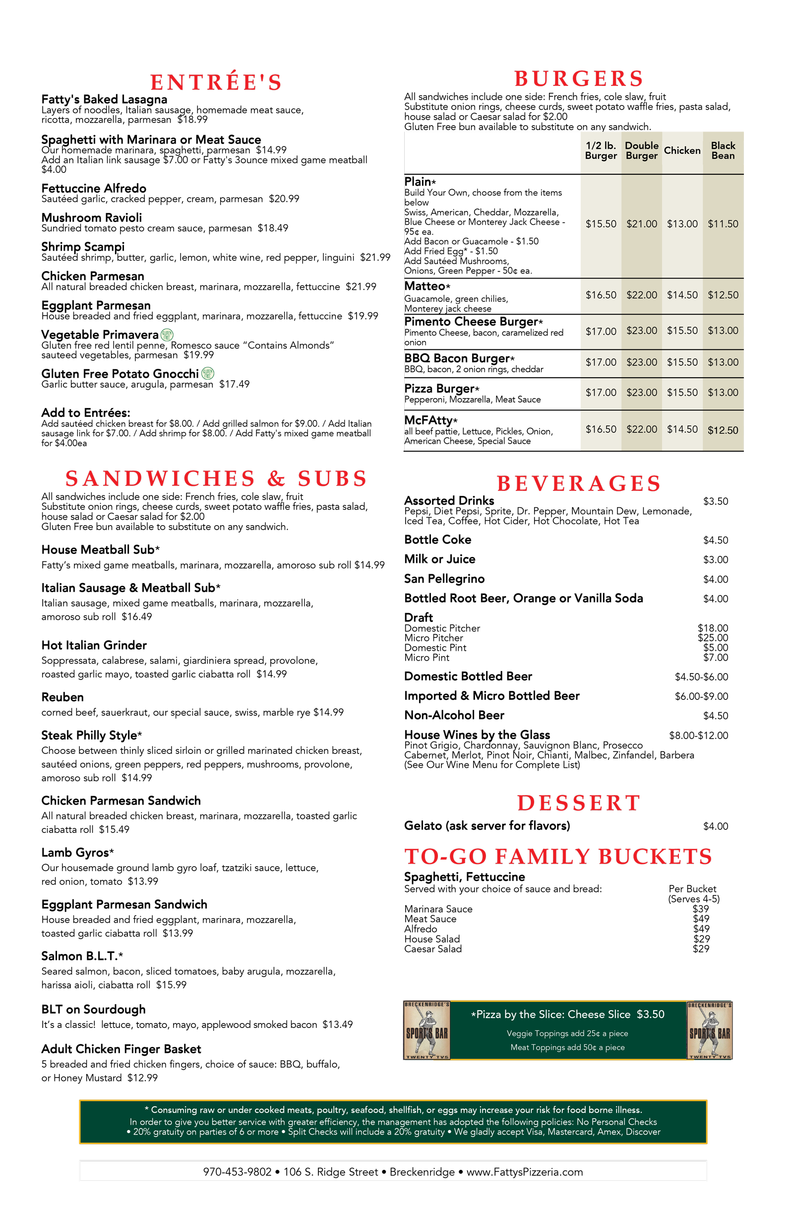 Fatty’s Menu | Fattyspizzeria