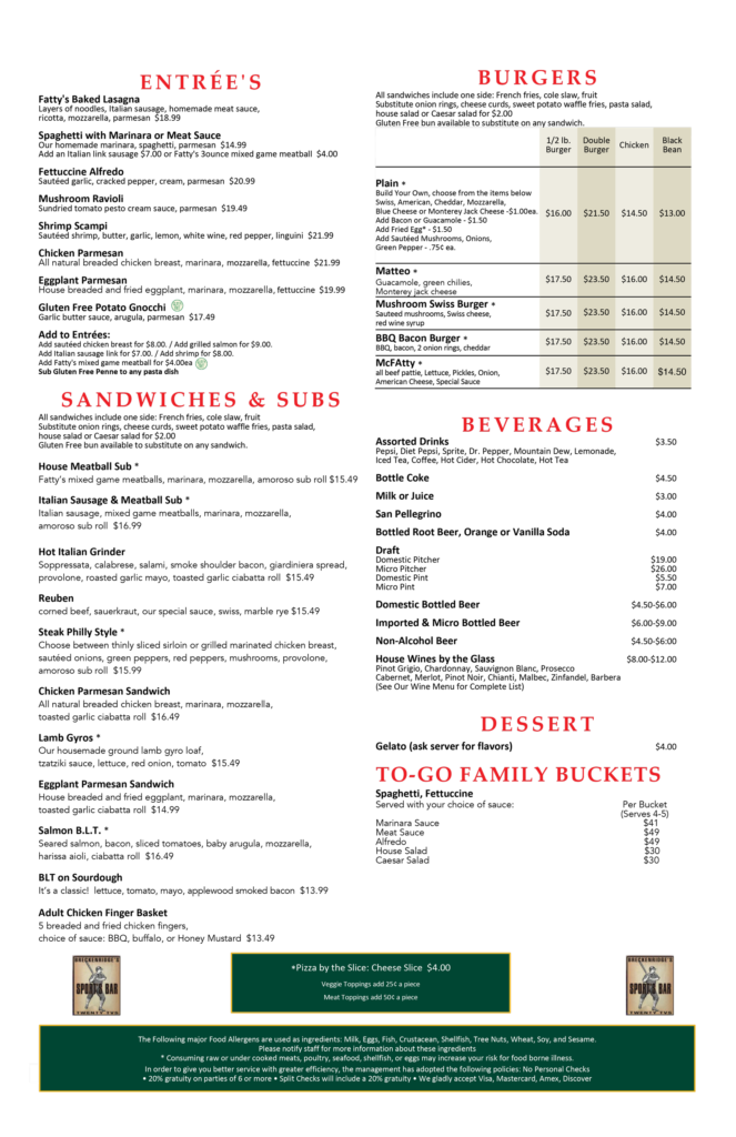 Fatty’s Menu | Fattyspizzeria